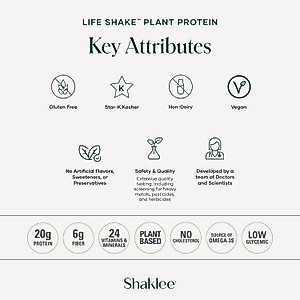 Shaklee Life Shake™ Plant Protein French Vanilla - Complete Meal Replacement with 20g Protein, 6g Fiber, 24 Vitamins & Minerals - Supports Satiety & Healthy Weight - Non-GMO - 14 Servings