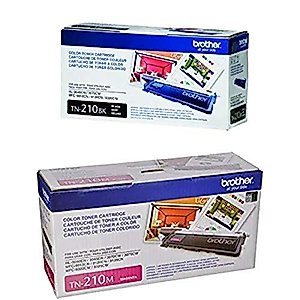 Brother TN210BK Toner Cartridge - Retail Packaging - Black and Brother TN-210M Toner Cartridge - Retail Packaging - Magenta Bundle