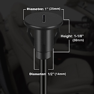 BATIGE Small USB 3.0 Male to Type C 3.0 Female Car Flush Mount Cable USB C 3.0 Panel Mount Extension Cable for Car Truck Boat Motorcycle Dashboard 3ft