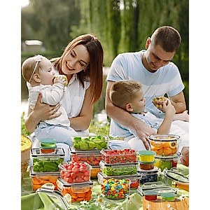 40 Piece Food Storage Containers with Lids(20 Containers & 20 Lids), Plastic Food Containers with Lids for Kitchen Storage and Organization Includes Labels & Pen