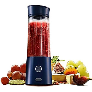 MXJCC Portable Blender, Personal Size Blender Shakes and Smoothies, Mini Juicer Cup USB Rechargeable, Handheld Travel Blender Fruit Mixer (Color : Blue)
