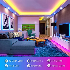HBOWMDJIA 100ft Led Lights for Bedroom, Led Strip Lights Music Sync Corlor Changing, Led Light Strip with Remote & App Control RGB Strip, Led Lights for Room Dorm Home Classroom Ceiling Decor