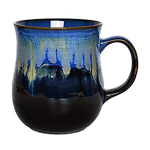 Bosmarlin Large Ceramic Coffee Mug, Blue Big Tea Cup for Office and Home, 21 Oz, Dishwasher and Microwave Safe, 1 PCS