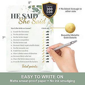 Bridal Shower Games + Advice Cards - For 30 Guests - 4 Activities on Double Sided Cards Includes 3 Games + 1 Advice Card - Greenery Floral Wedding Shower Games With Gold Metallic Details. Set of 4