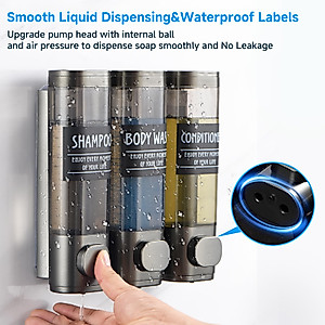 Shampoo and Conditioner Dispenser,GlintGath Shower Dispenser 3 Chamber No Drill Shampoo Dispenser for Shower Wall Mounted Shower Soap Dispenser for Bathroom Hotel,3 * 300ML,Gun Gray