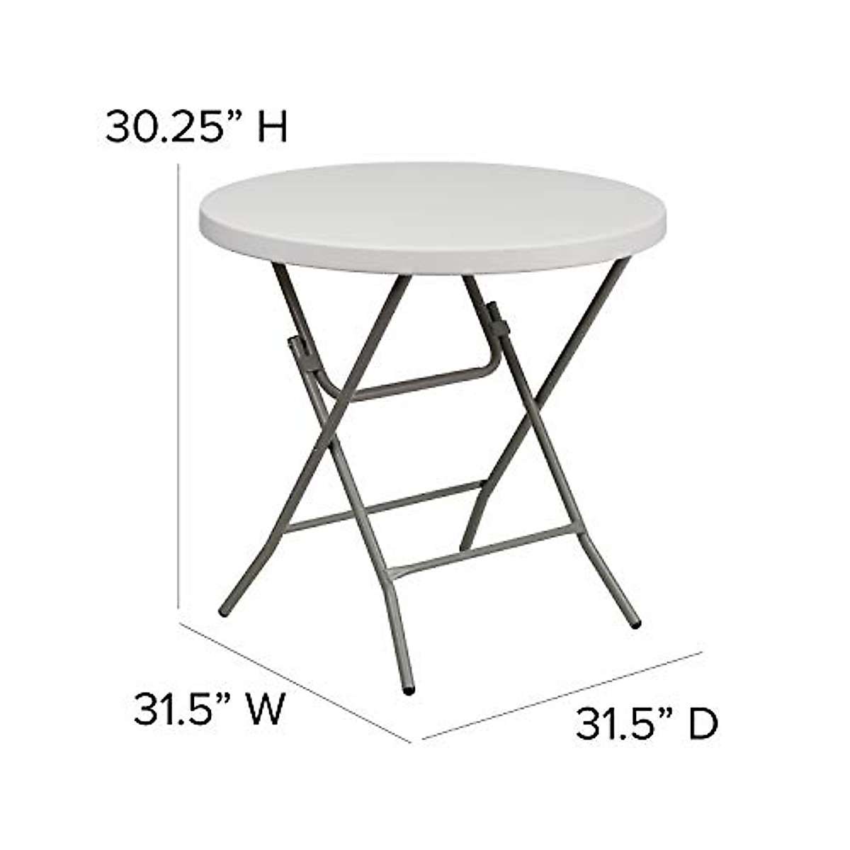Flash Furniture Kathryn 2.63-Foot Round Granite White Plastic Folding Table