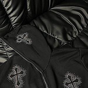 CosTribe Women 's Oversized Zip Up Sweatshirt Cross Rhinestone Jackets Y2K Long Sleeve Printed Hoodies Streetwear