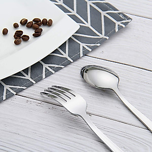 HISSF Cutlery Set, Silverware Set Serive for 6, 30 Pcs Stainless Steel Forks Spoons and Knives Set, Silver