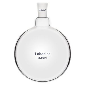 Labasics Glass Round Bottom Flask, Borosilicate Glass Heavy Wall Short Neck Round Bottom Flask RBF Single Neck Flask with 24/40 Standard Taper Outer Joint, 2000 ml