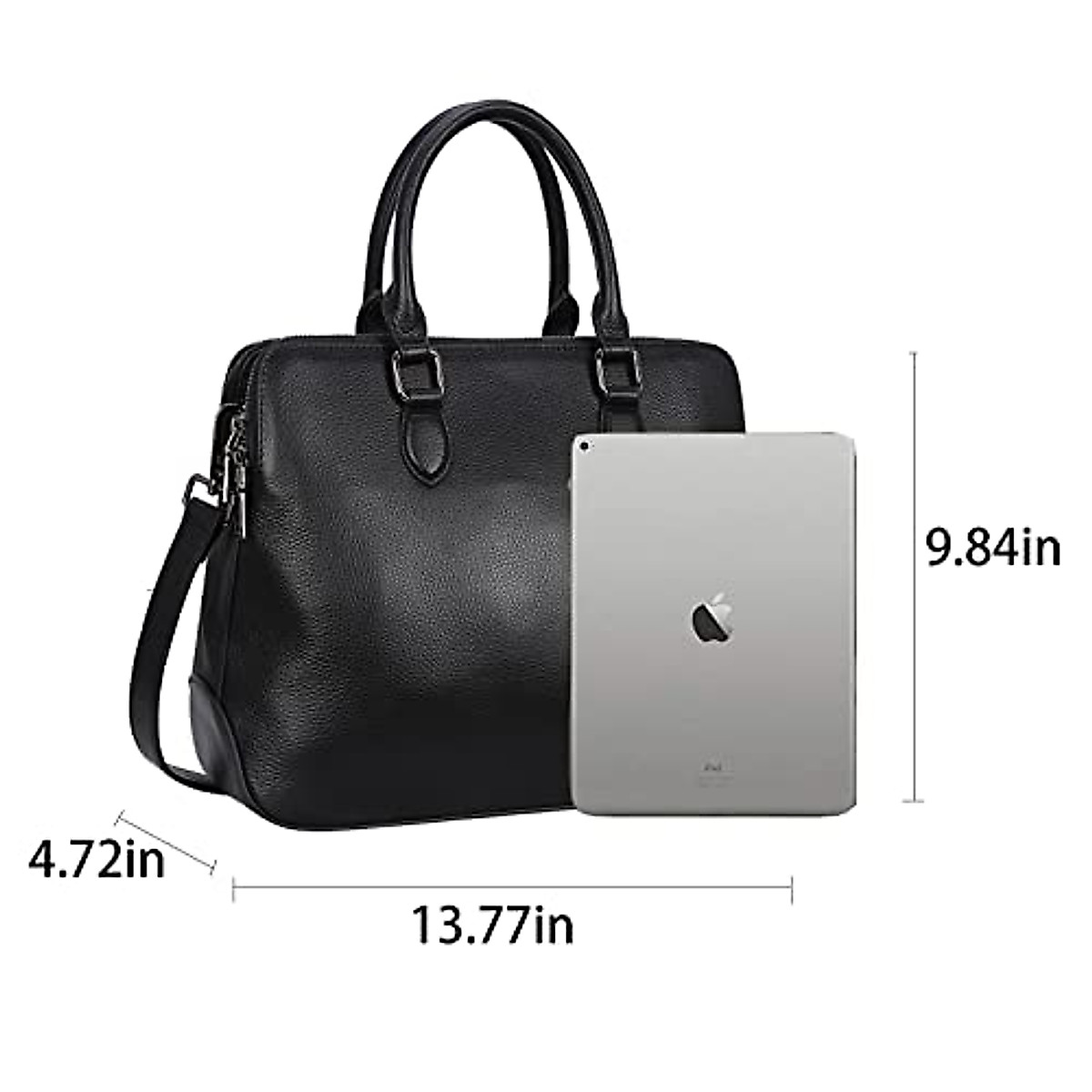 HESHE Genuine Leather Handbags Tote Shoulder Bags for Women Large Capacity Messenger Zippered Womens Purses and Handbags Top Handle Bag(Black-Top Grain Genuine Leather)