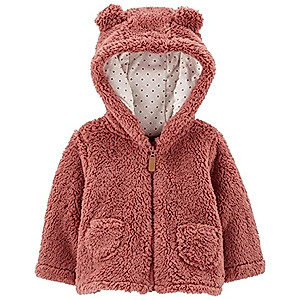 Carter's Zip-Up Sherpa Cardigan Jacket, Pink Sherpa, 12 Months