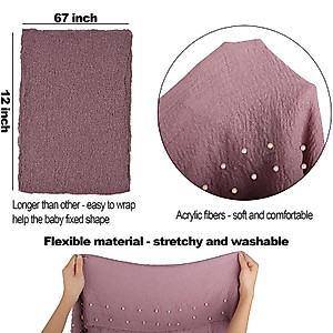 AOKE 5 PCS Newborn Photography Wrap Props Kit, Newborn Photo Props Long Ripple Wraps DIY Blanket with Flower Headbands, Purple Toddler Baby Photography Props Mat Set for Baby Boys and Girls