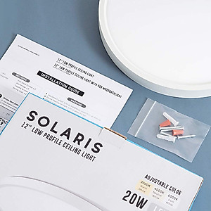 12 Inch 20W Flush Mount LED Ceiling Light, 2000 LM, Round Flush Mount Ceiling Lamp Fixture for Bedroom, Living, Kitchen, Hallway, Bathroom, Stairwell, Color White, Slim, 3 colors in 1(Non Dimmable)