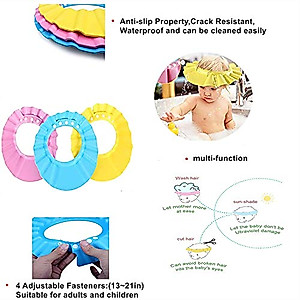 Shower Cap for Kids, Baby Shower Cap, Bathing Protection Cap for Kids, Thickening Baby Shower Head for Bath, Adjustable Shampoo Hat for Toddler Children (Pink)