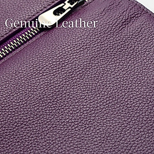 Bveyzi Ultra Slim Thin Leather RFID Blocking Credit Card Holder Bifold Clutch Wallets for Women (Purple)
