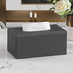 MEIBOOCH PU Leather Tissue Box Cover Rectangular Square Tissue Box Holder with Magnetic Bottom (10" x 5.5" x 4.5", Dark Grey)