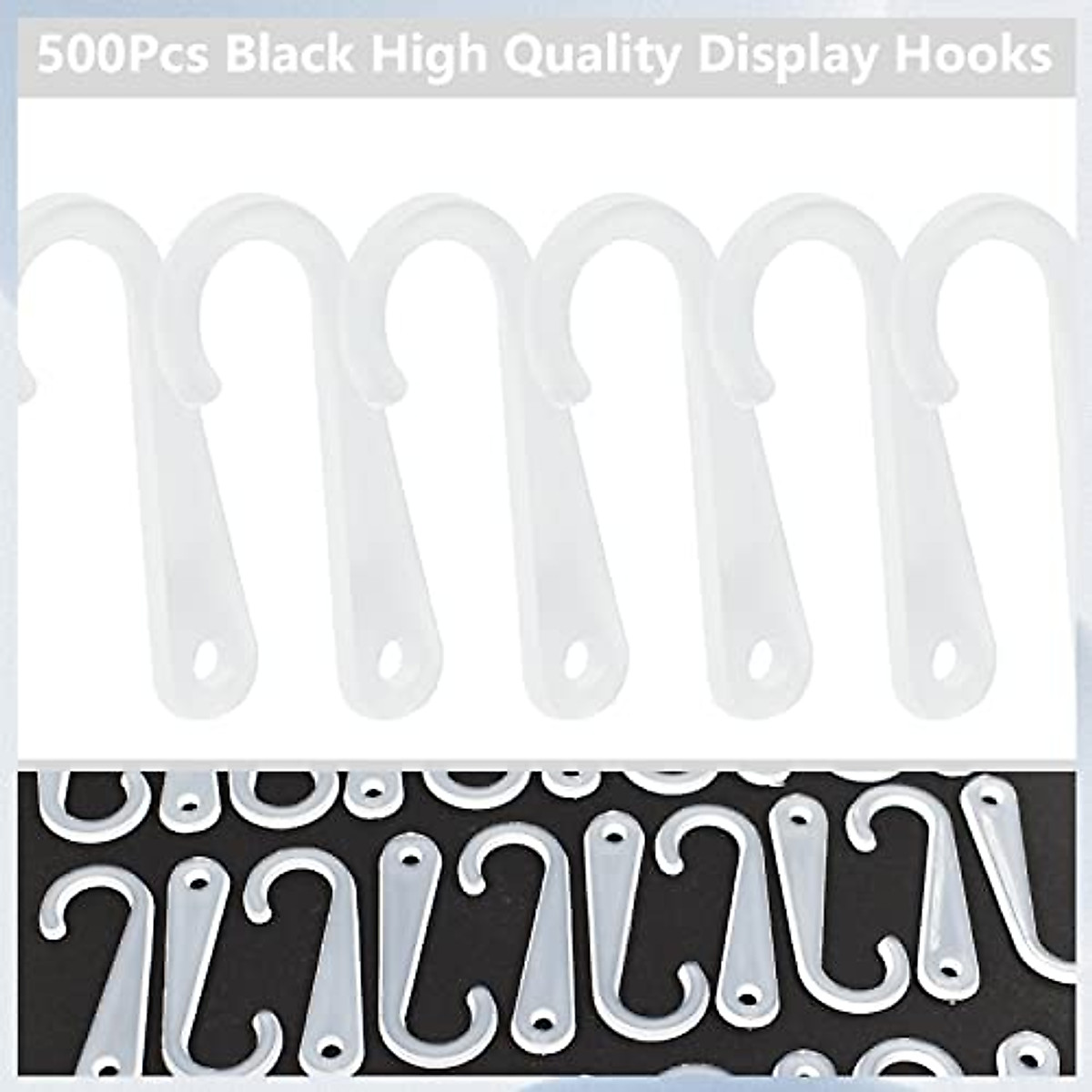 500Pcs 1 3/4 Inch Sock Display Hooks for Socks and Hat, Plastic J Hooks for Socks Retail Display Hanger(Clear)