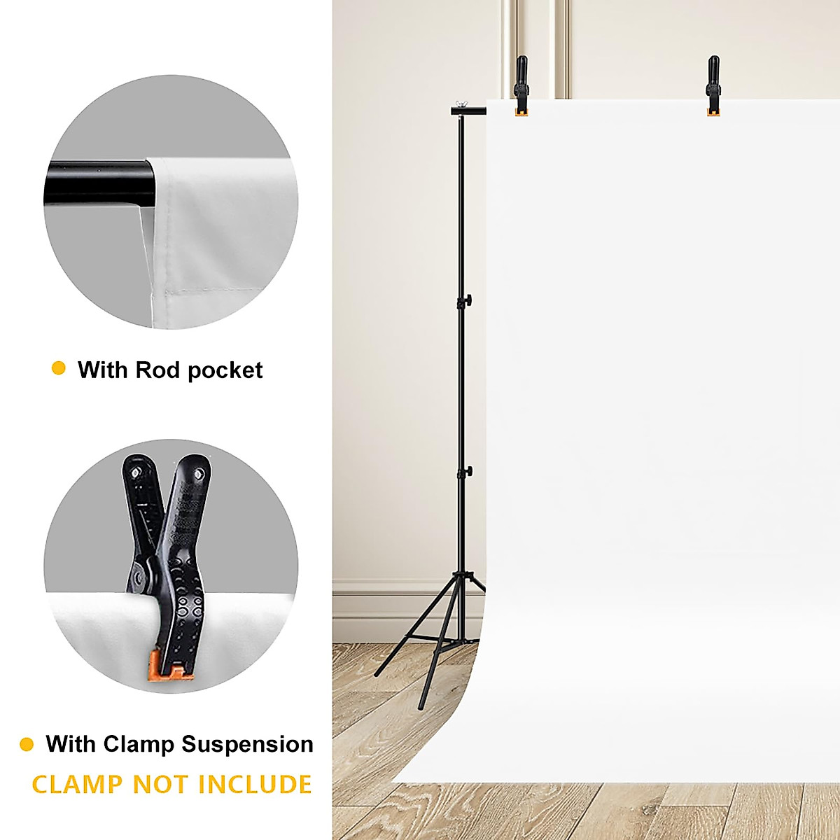 10x12ft White Backdrop Photography, CPLIRIS Pure Polyester White Photo Booth Backdrop Collapsible Screen White for Photoshoot, Party and Video