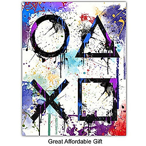 Game Room Decor - Video Arcade Remote Control Wall Decor Poster - Gift for Gamers, Men, Teens - Xbox, PS4, PlayStation, Video Game, Arcade - Gaming Controller Art - Dorm, Bar, Boys Room, Kids Bedroom