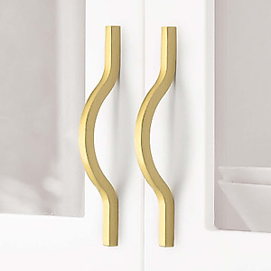 Gold Cabinet Knobs, Brass Double Hole Extended Handle, for Kitchen Cupboard Doors, Closet, Dresser Drawer (Color : C)