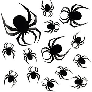 Coogam 60 PCS Halloween 3D Spiders Decoration, Scary Realistic Black Spider Sticker DIY Windows Wall Decal for Home Decor Bathroom Indoor Hallowmas Party Supplies