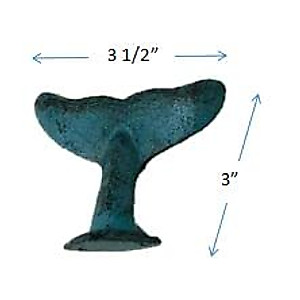 5 Cast Iron Whale Tail Hooks Or Drawer Pulls Coat Hat Closet Hall Tree Sea Foam Green Color