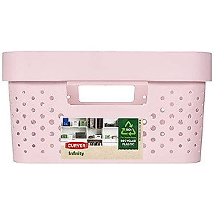 CURVER Infinity 17L Recycled Storage Basket - Multi-Use Stackable and Interlocking Storage - 35.5 x 26.7 x 13.7 cm, Pink