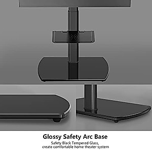 TVON Universal Floor TV Stand with Swivel Mount for 32-65 Inch TVs, TV Mount Stand for Bedroom and Corner with Height Adjustable Shelf and Tempered Glass Base, Black