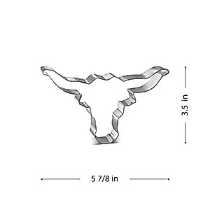 COOKIECUTTER.COM Longhorn Cookie Cutter 6 Inch –Tin Plated Steel Cookie Cutters – Longhorn Cookie Mold