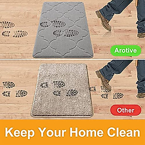Arotive Door Mat, Indoor Mat, Non-Slip, Dirt Resist, Absorbent Entryway Doormat, Low-Profile Inside Front Doormats for Entrance (32x20 inches, Grey)