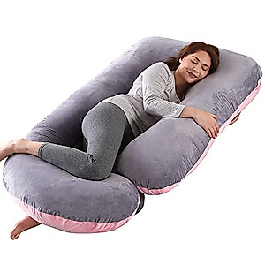 Wndy's Dream 60 inch Pregnancy Pillow with Removable Velvet Cover, Side J Type Full-Body Pillow for Back, Legs and Belly Support, Comfortable Slumber for Pregnant Women