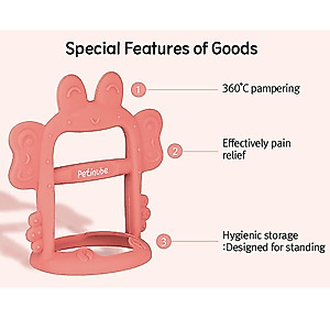 PETINUBE Baby Wrist Silicone Teether Soothing Pacifier for Infants 3+ Months Babies, Pack of 1, Made in Korea Anti-Dropping (Crab-Baby Coral)