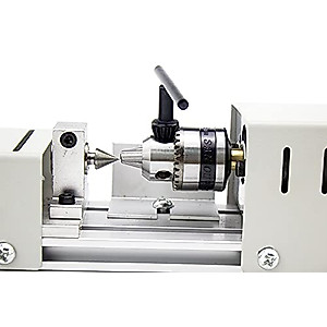 Professional mini Lathe Machine, Lathe Tools Woodworking Machine, Lathe Beads Polisher, CNC DIY Woodworking Wood Lathe Machine (Silver)