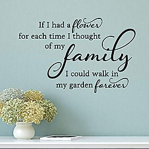 Wall Quote Decal Every Time I Think of Family Flower Home Love Vinyl Decal Garden Mom Mother's Day