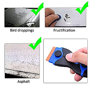 Kare & Kind 2x Double-Edged Razor Scraper - Plastic and Metal Edges - Scrape Stickers, Labels - Clean Cooktops, Walls, Glass, Windows - Includes 24x Plastic Blades, 12x Metal Blades - (Orange/Blue)