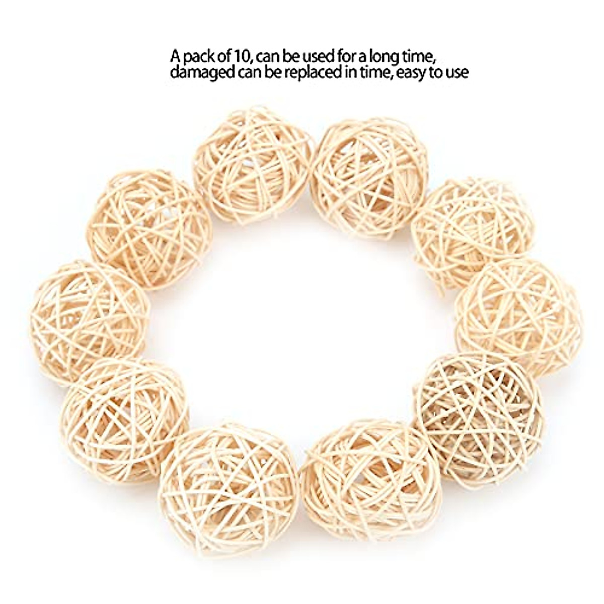 Hztyyier 10Pcs Rattan Balls, Natural Parrot Parakeet Chewing Toys Rattan Balls for Parakeet Budgie Cockatoo Hanging DIY Crafts