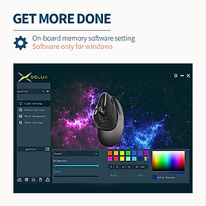 DeLUX Seeker Wired Ergonomic Vertical Mouse with Thumb Wheel, Optical Computer Mouse with 6 Programmable Buttons, 4000 DPI, LED Backlight, Removable Wrist Rest for Carpal Tunnel(M618XSU-Black)