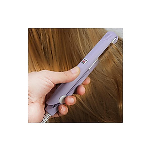Flat Iron Mini Hair Straightener and Curler 2 in 1 for Ceramic Tourmaline Plate Beauty Heating Salon (US Plug Purple)