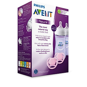 Philips Avent Natural Baby Bottle Purple Gift Set, SCD113/23