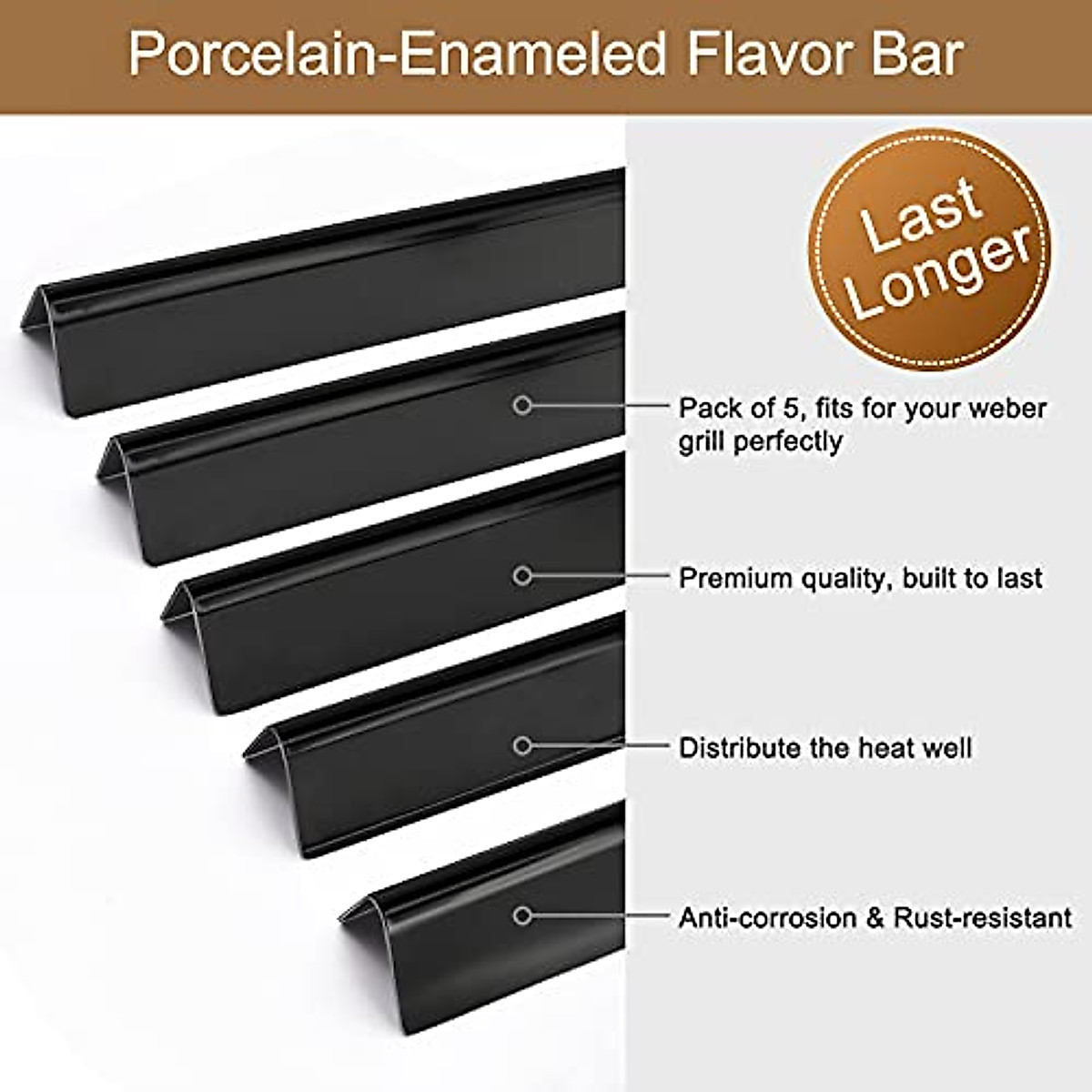 Criditpid 7535 7534 21.5'' Porcelain-Enameled Flavorizer Bars for Weber Spirit 200 Series, Spirit E210, S210, Spirit 500, Genesis Silver A Grills with Side Control, Parts for Weber Spirit E210