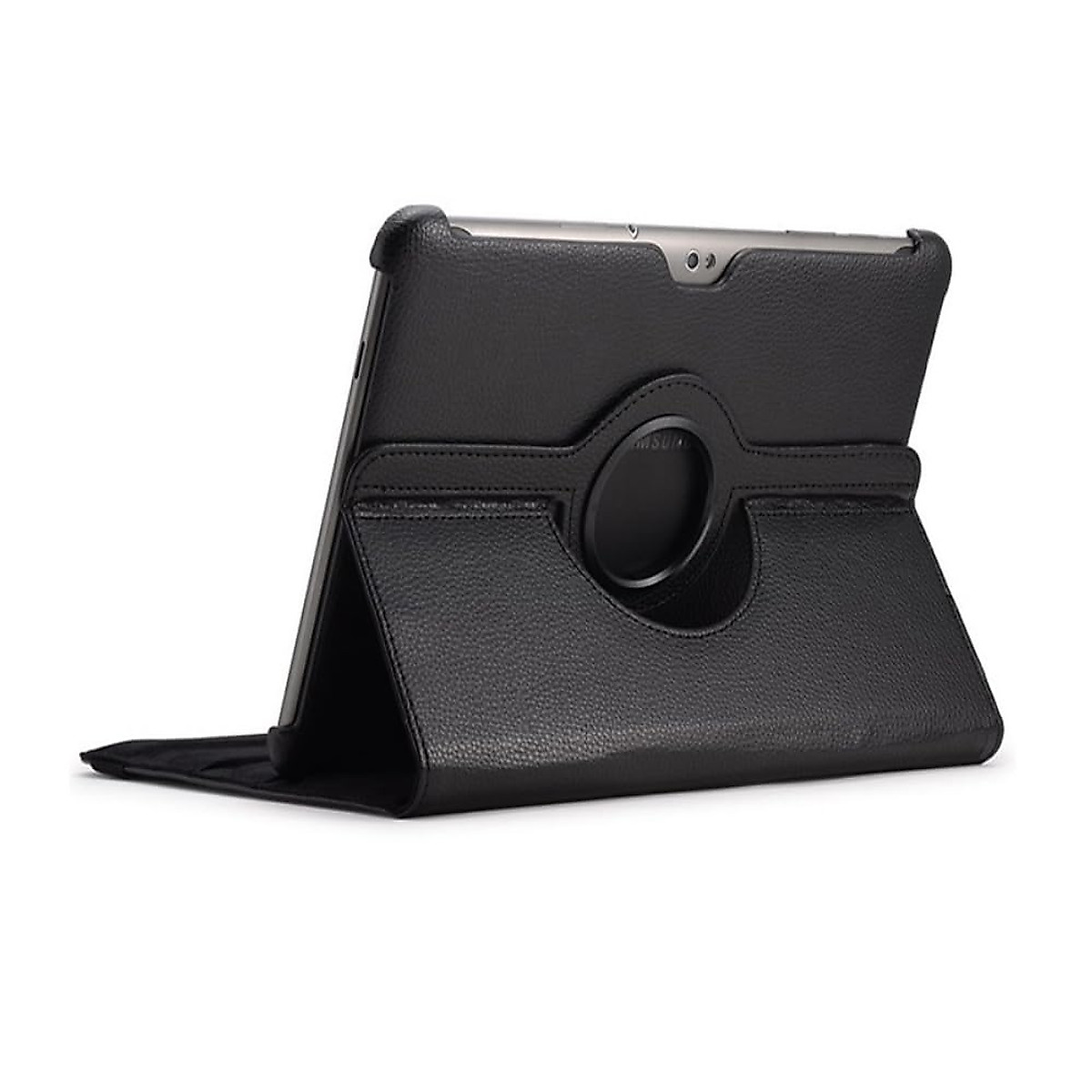 Kuesn Tab 2 10.1 gt-p5100 p5110 Cover case-Folio flip Book Cover case for Samsung Galaxy tab 2 10.1 Elastic Band Closure pu Leather Stand Cover (Black)