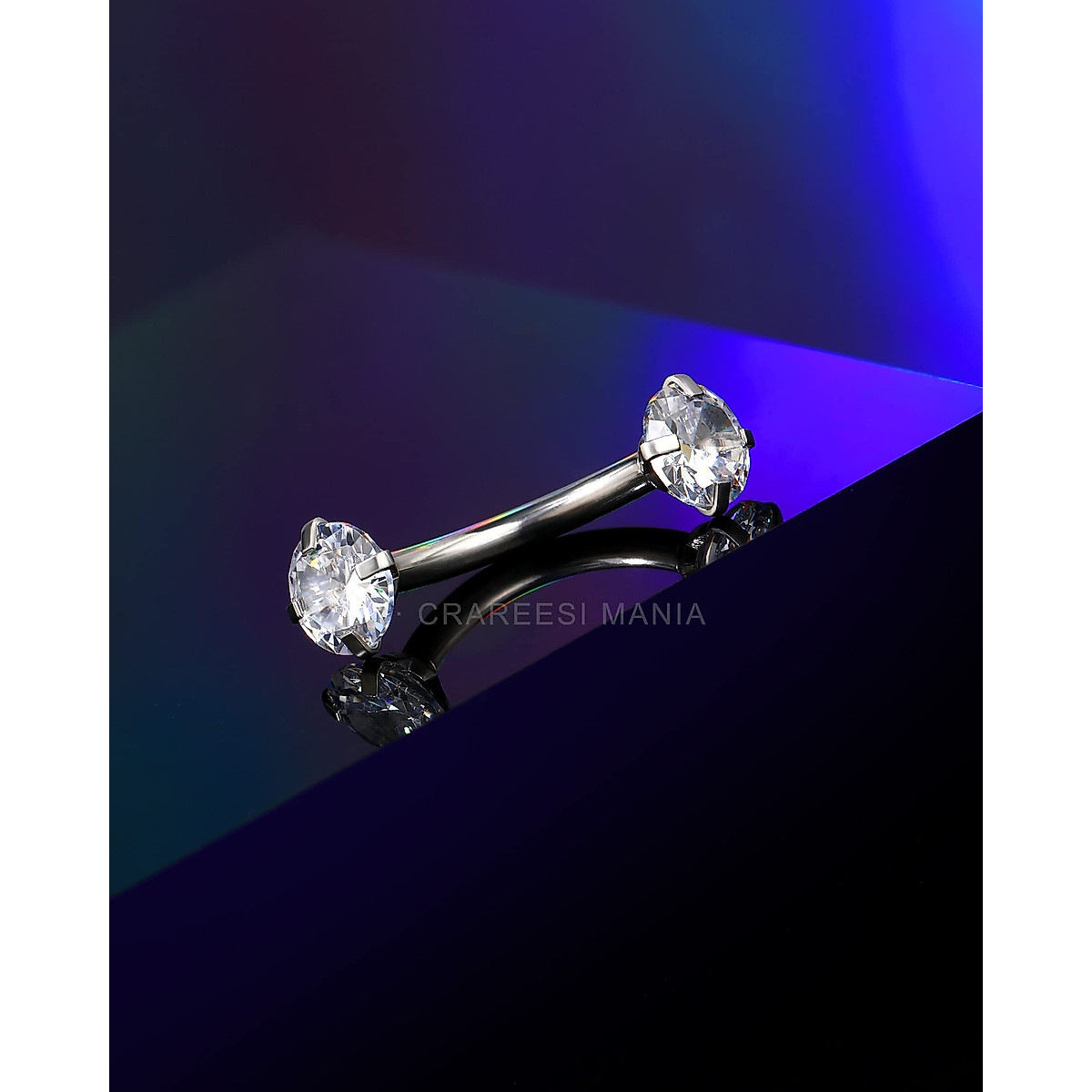 CM Crareesi Mania Belly Button Ring Surgical Steel Small Belly Button Rings Double Clear CZ Internal Thread Belly Piercing Jewelry 14G Belly Rings