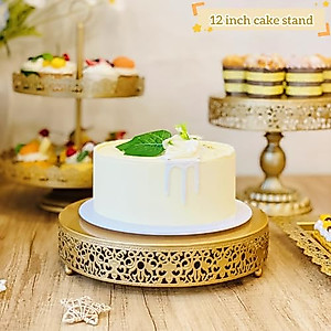 4 Pcs Gold Cake Stands Set, Cake Pedestal Display Table Tiered Cupcake Holder Candy Fruit Dessert Plate Decorating for Wedding Birthday Party Baby Shower Celebration (Gold Metal/ 4 Pcs Cake Stands)