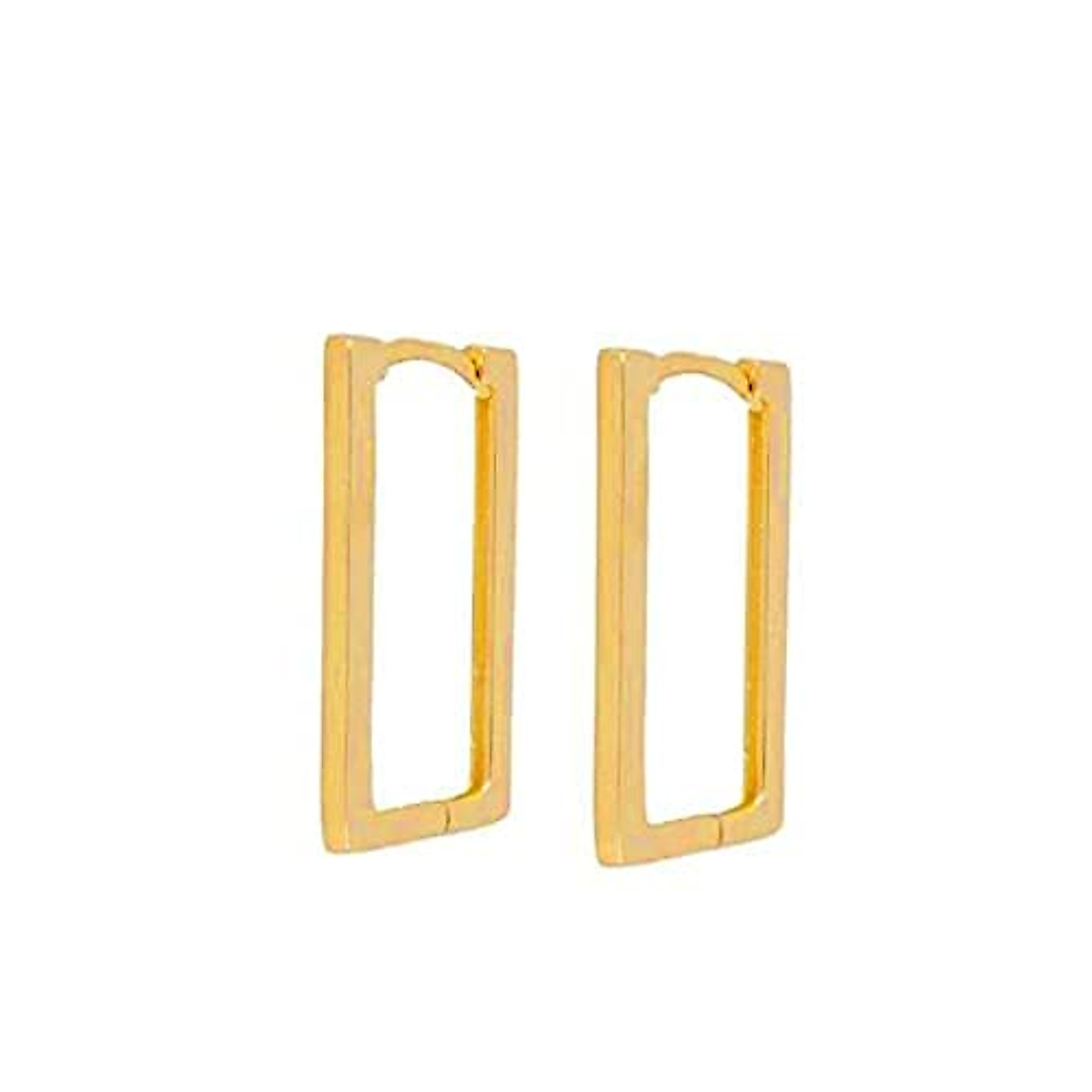 Pair of Rectangle Hoop Earrings Luxury Women Trendy Fine Huggie Earrings Cartilage Jewelry Sterling Silver, Oval Hoop Earrings, Silver or Gold, Square Hoop Earrings Bestseller (Sterling Silver)