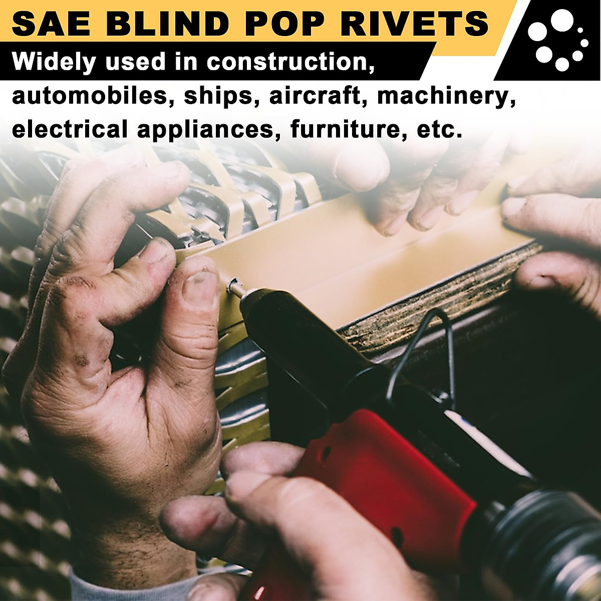 Siptenk 530PCS Pop Blind Rivets Assortment Kit, SAE Aluminum Assorted Rivet Set 14 Sizes 3/32" 1/8" 5/32" 3/16" 1/4" Pop Rivet Kit for Metal