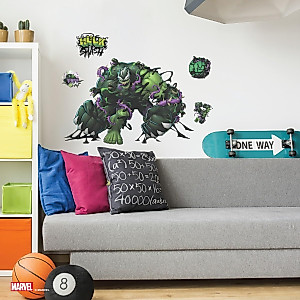 Wall Palz Marvel Venomized Hulk Wall Decals - Marvel Incredible Hulk Wall Decal - with 3D Augmented Reality Interaction - 18" Venom Symbiote Hulk Stickers Marvel Decor