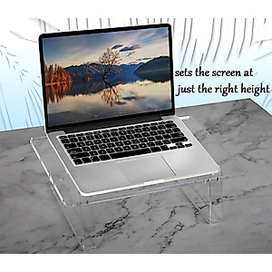 KUAIYU Monitor Stand Riser, Clear Acrylic Computer Monitor Stand,Ergonomic Desk Riser Increases Height By 3.7in - For Laptop, Pc, Notebook, Printer, Computer.