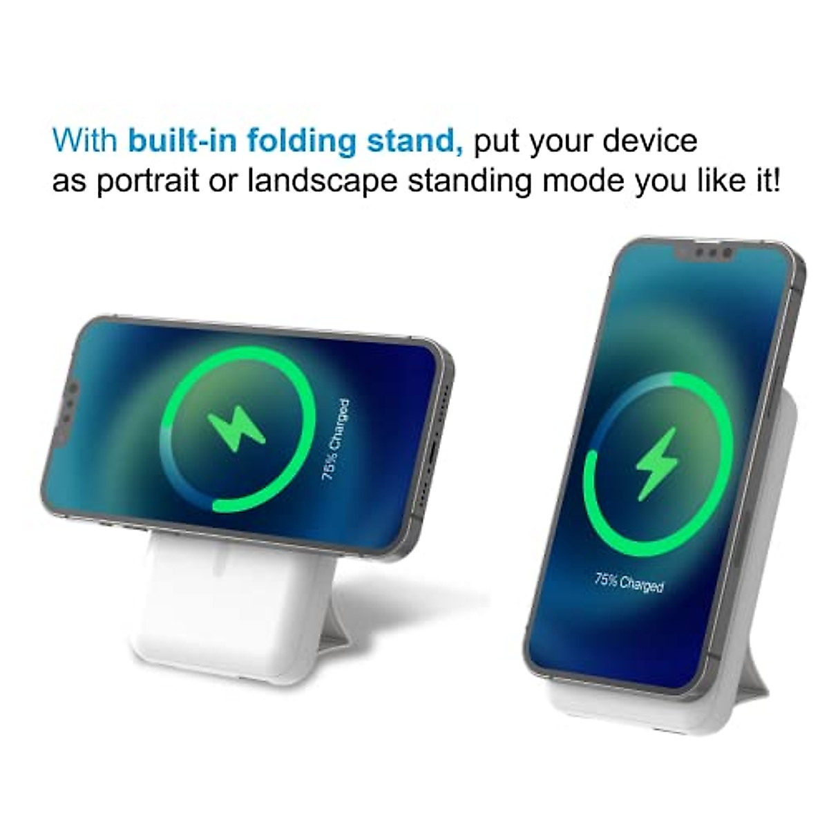 iLakia Magnetic Wireless Power Bank, 10000mAh Portable Charger, Magnetic Battery Pack for iPhone 14&13&12 Pro/Pro Max/Mini, Android/Samsung, Multi Fast Charging with USB PD, USB Type-C, Stand Version