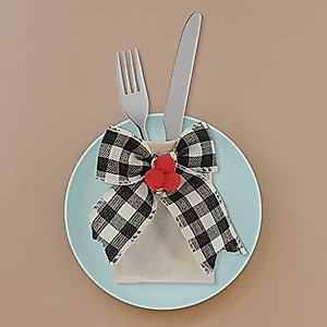 Cabilock 8 pcs Forks Supplies Fork White Cutter Knife Dinner for Bags Spoon Linen Silverware with and Decorations Burlap Winter Holders:xmas Party Pouches Festive Flatware Xmas Bag Holder