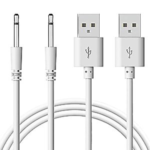 2 Pack Replacement DC Charging Cable 2.5mm USB Adapter Cord Fast Charging Cord, Great for Most Wand Massager